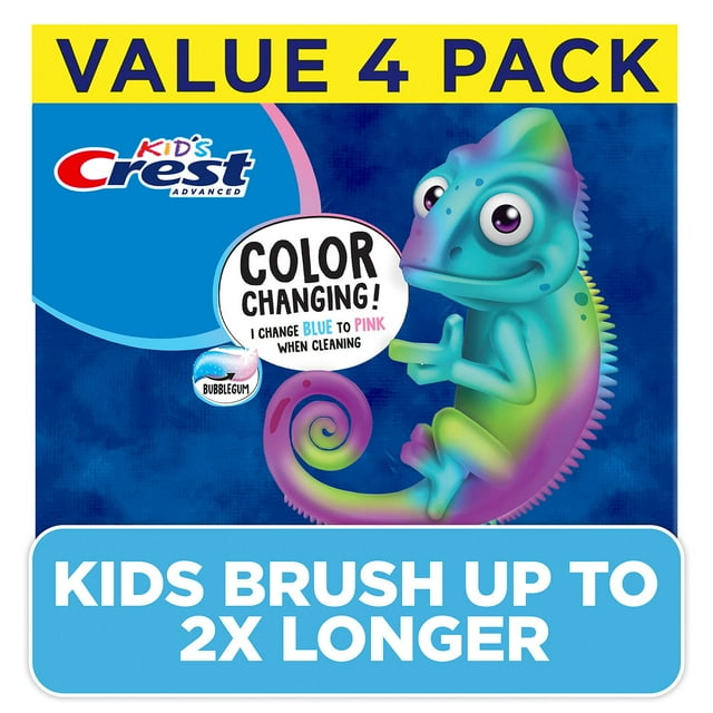 Crest Kid's Advanced Color Changing Toothpaste, Bubblegum, 4.2 oz., 4 ...