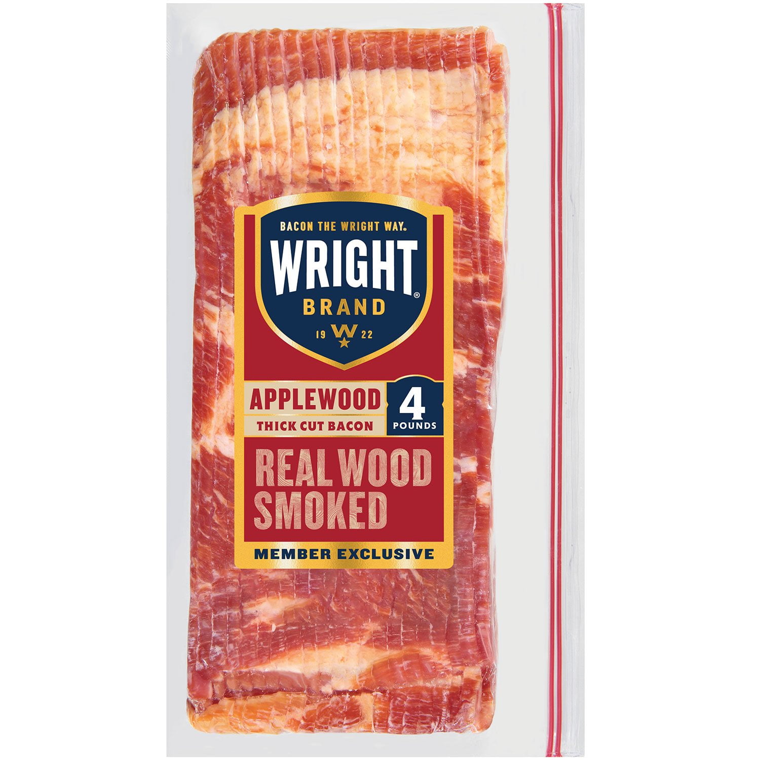 Wright® Brand Thick Sliced Applewood Smoked Bacon, 4 lbs. - Samsclub.com