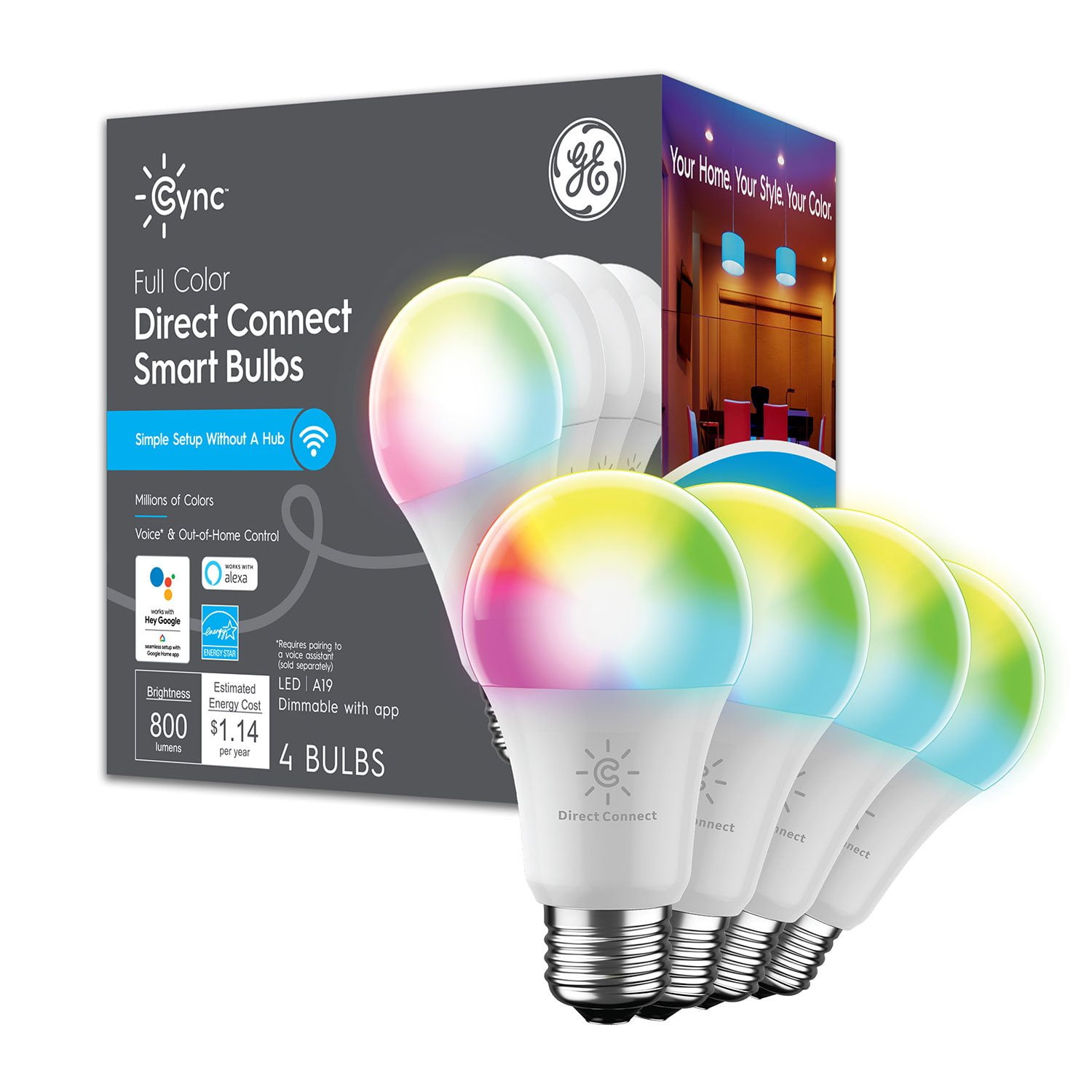 GE Cync LED 9W (60W Replacement) Smart Home Direct Connect Full Color ...