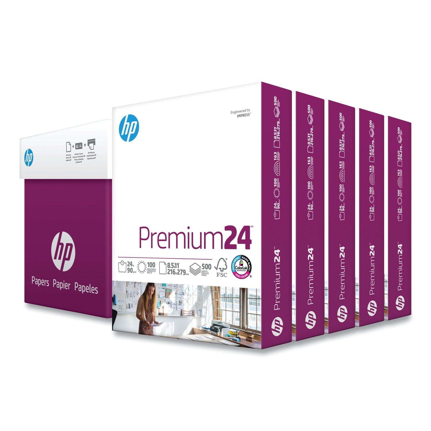 HP LaserJet Paper, 24lb, 97 Bright, Letter, Ultra White, 1 Carton ...