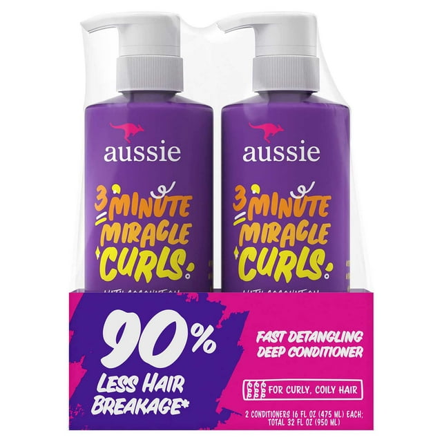 Aussie 3 Minute Miracle Curls Detangling Deep Conditioner, 16 oz., 2 pk ...