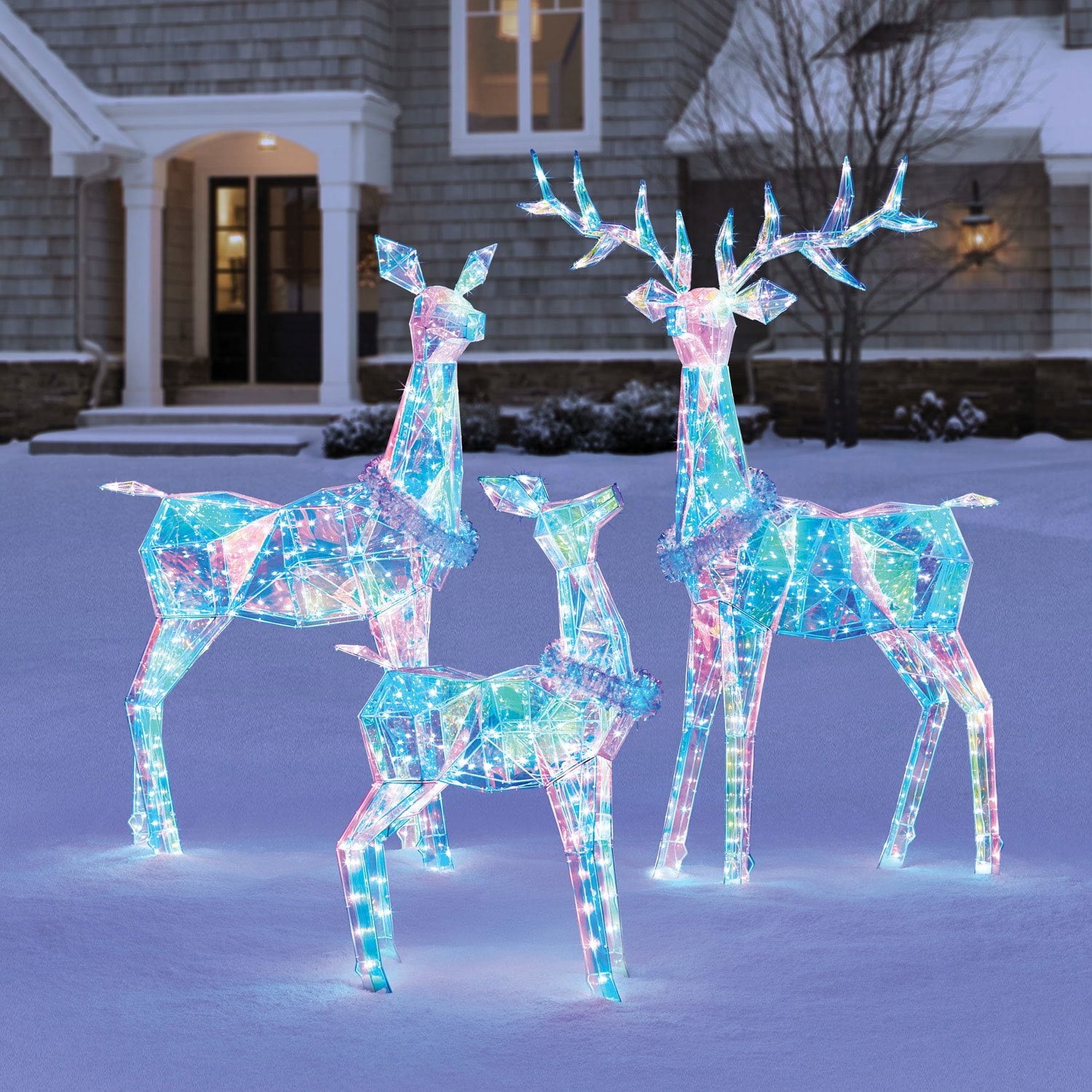 Member's Mark 3-Piece Pre-Lit Prismatic Deer Family - Samsclub.com