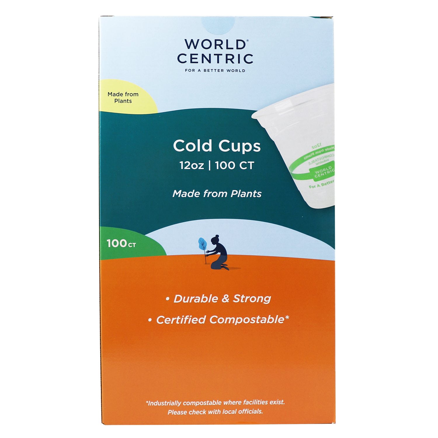 World Centric Compostable Clear PLA Cold Cups, 12 oz. 100 ct ...