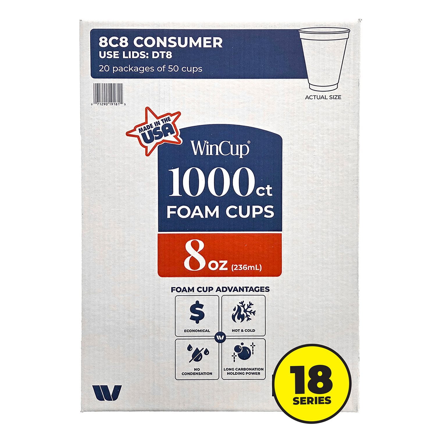 WinCup Foam Drink Cups 18 series, White, 8 oz., 1000 ct. - Samsclub.com