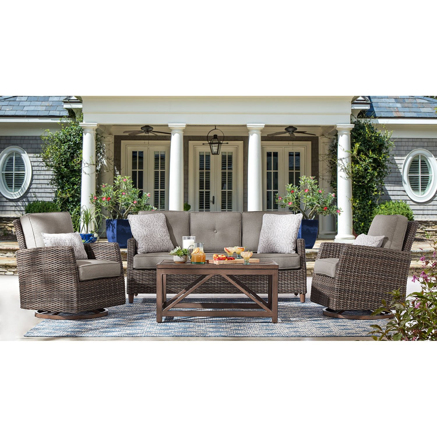 Member's Mark Fremont 4-Piece Patio Deep Seating Set with Sunbrella Fabric - Slate Grey ...