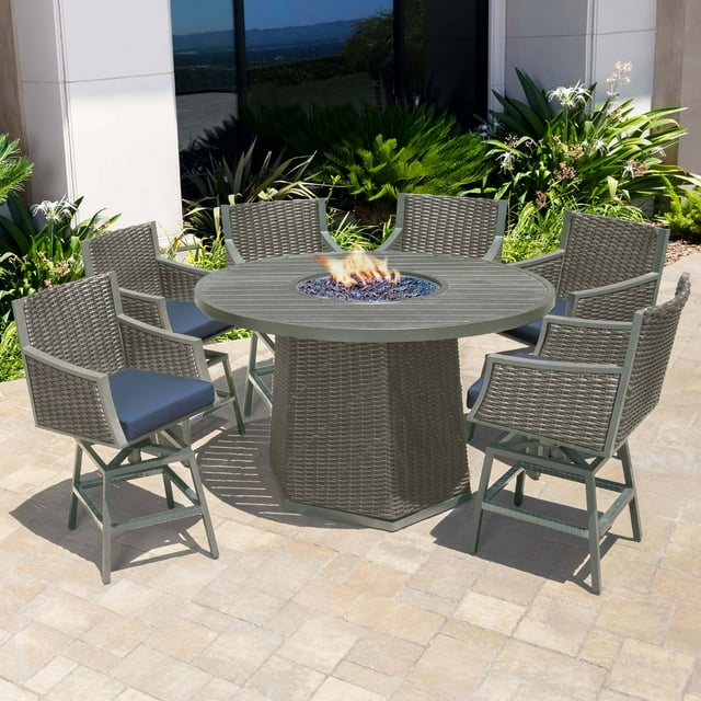 Abbyson Amari Outdoor Patio High Dining Set with Fire, 7pc - Samsclub.com