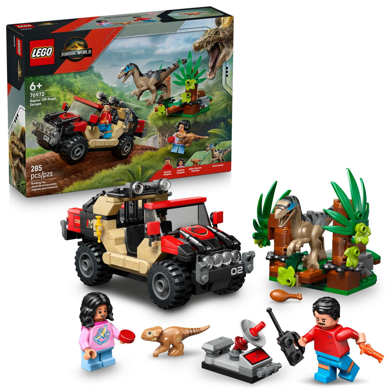 LEGO Jurassic World Raptor Off-Road Escape Building Set, 285 pc ...