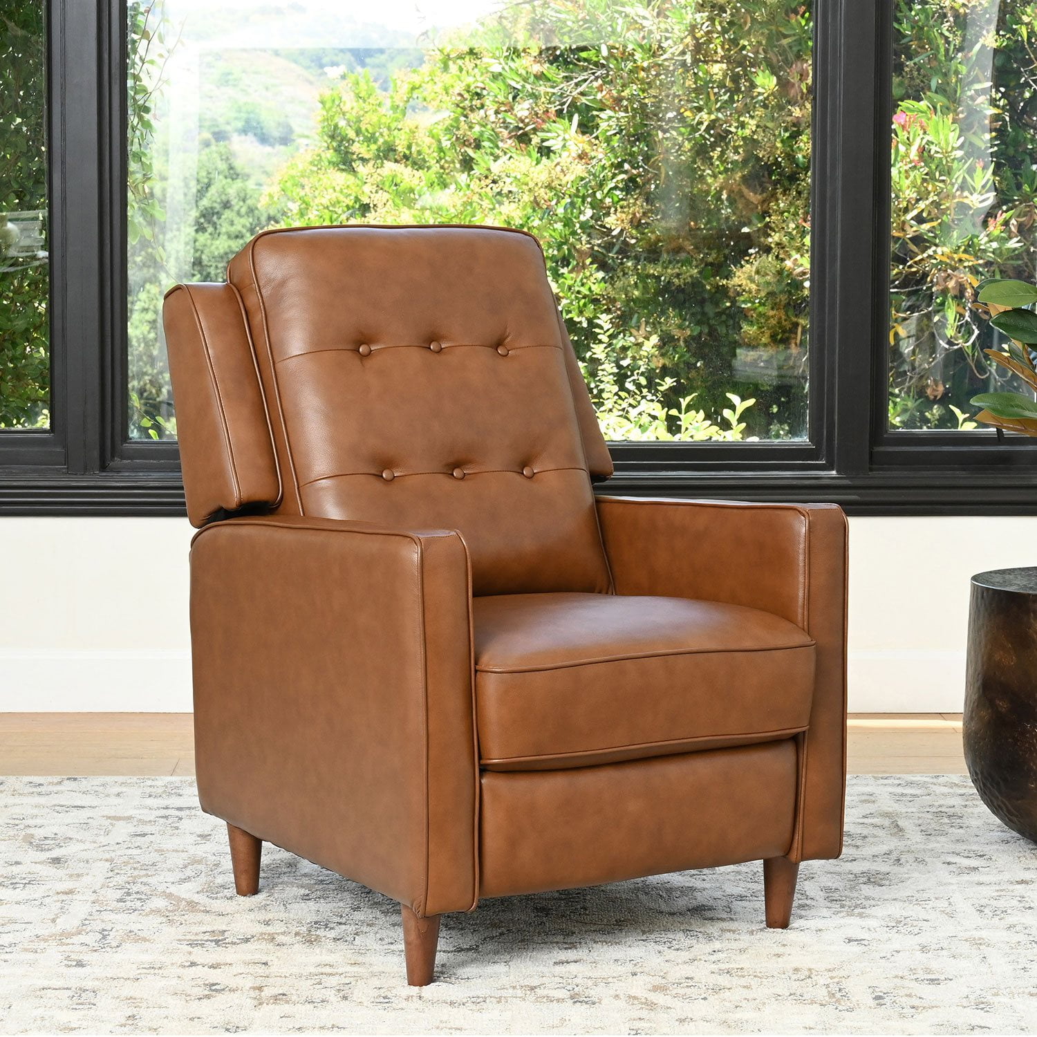 Jasper Mid-Century Top-Grain Leather Pushback Recliner, Camel - Samsclub.com