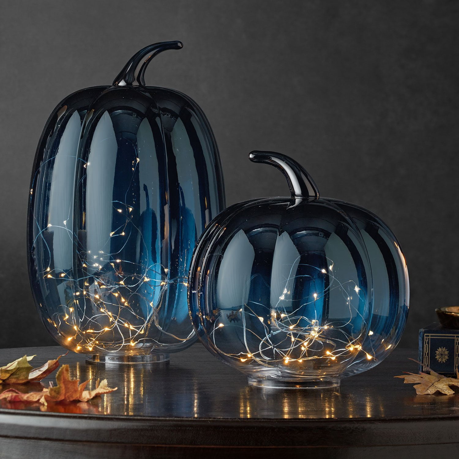Member's Mark Glass Pumpkins Decor with Micro Lights (2 pc.) - Samsclub.com