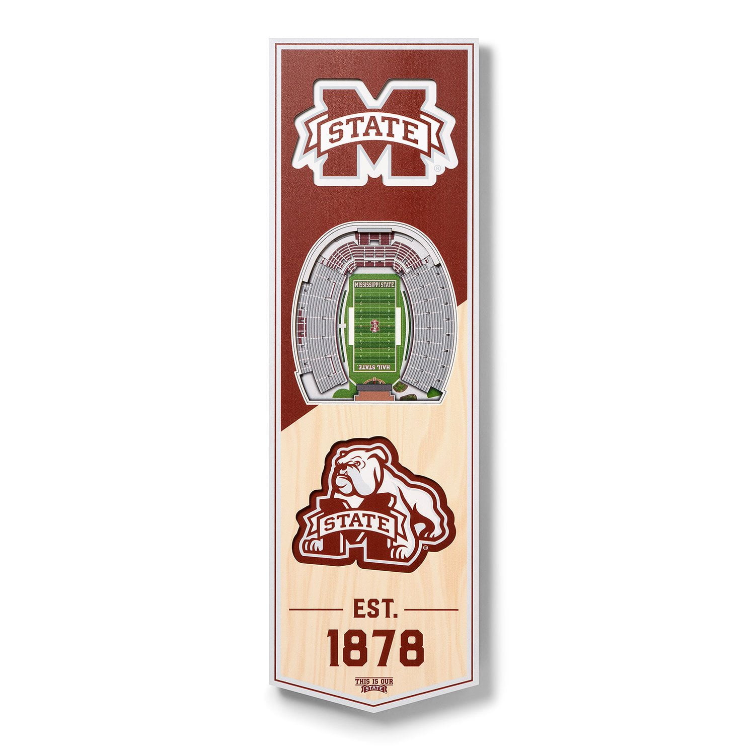 YouTheFan Mississippi State Bulldogs 6"x19" 3D Stadium View Banner ...
