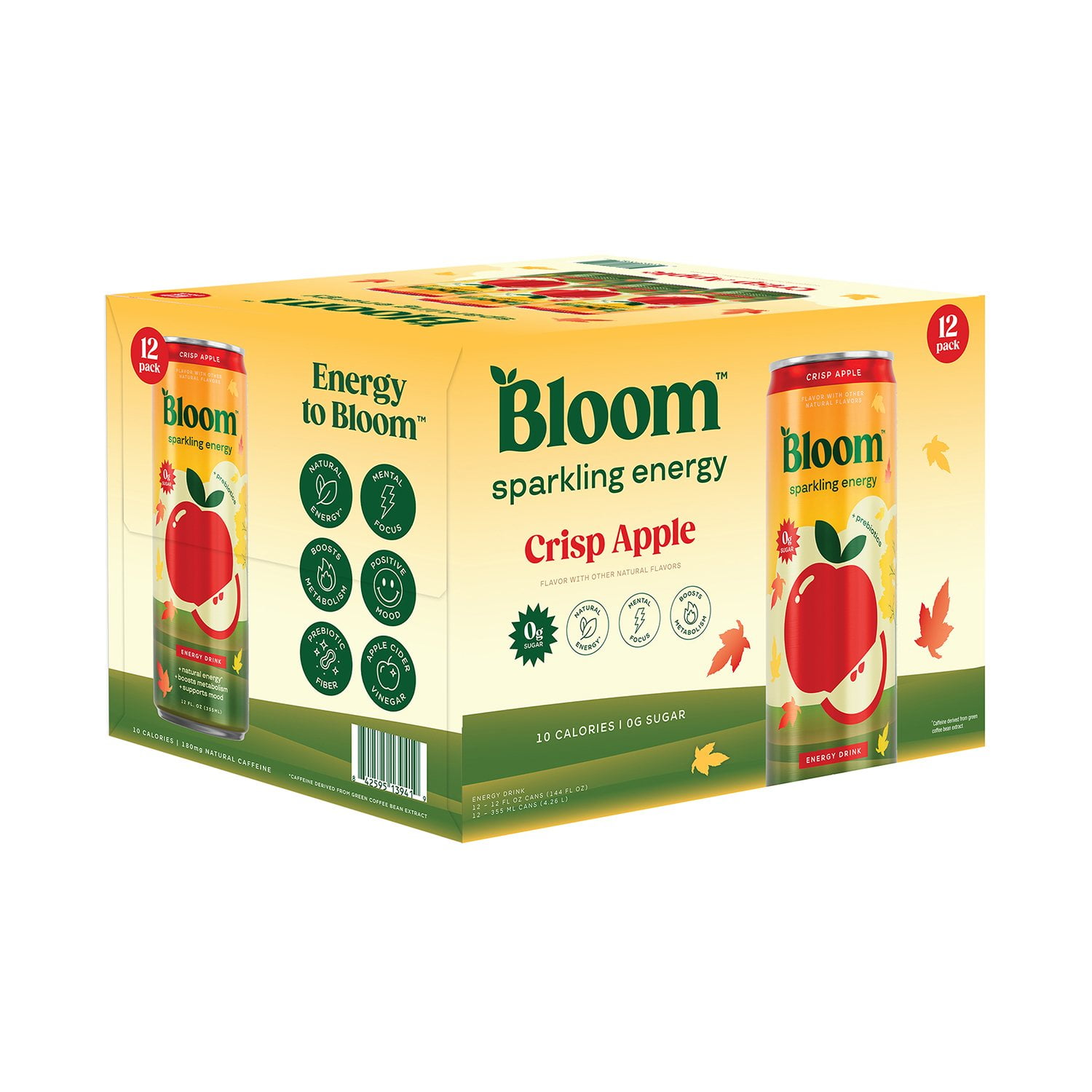 Bloom Sparkling Energy, Crisp Apple, 12 fl. oz., 12 pk. - Samsclub.com