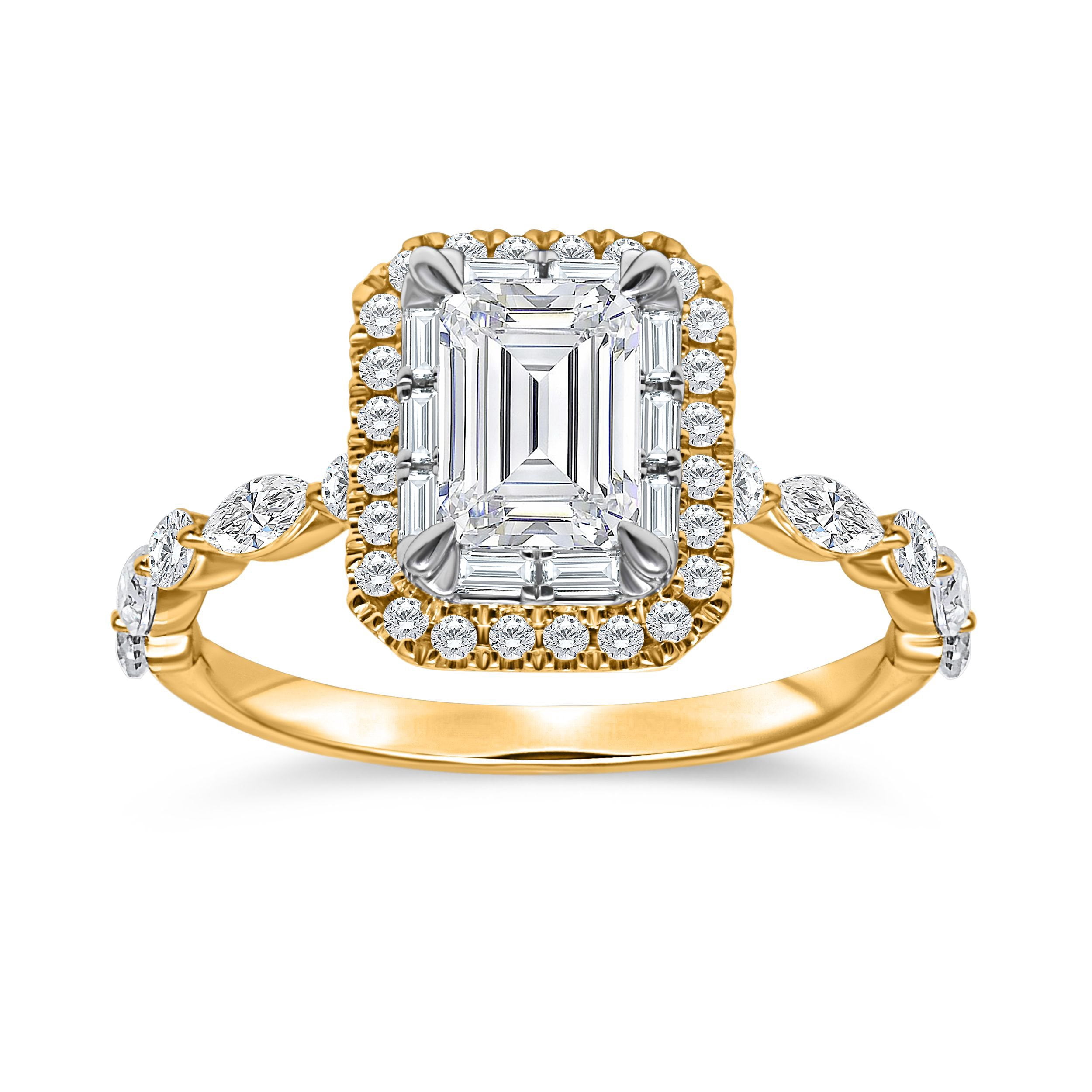 1.70 CT.T.W. Emerald Cut Diamond Ring in 14K Yellow Gold - Samsclub.com