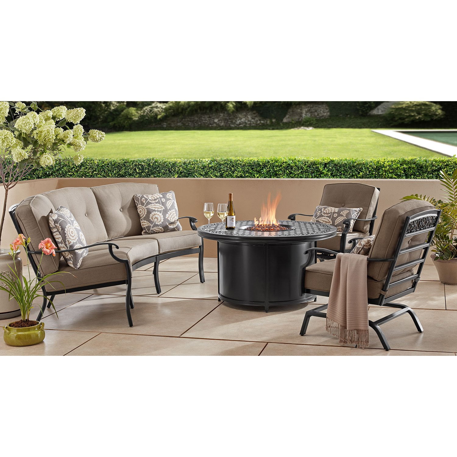 Member's Mark Hastings Fire Chat Set with Sunbrella Fabric, 4pc ...