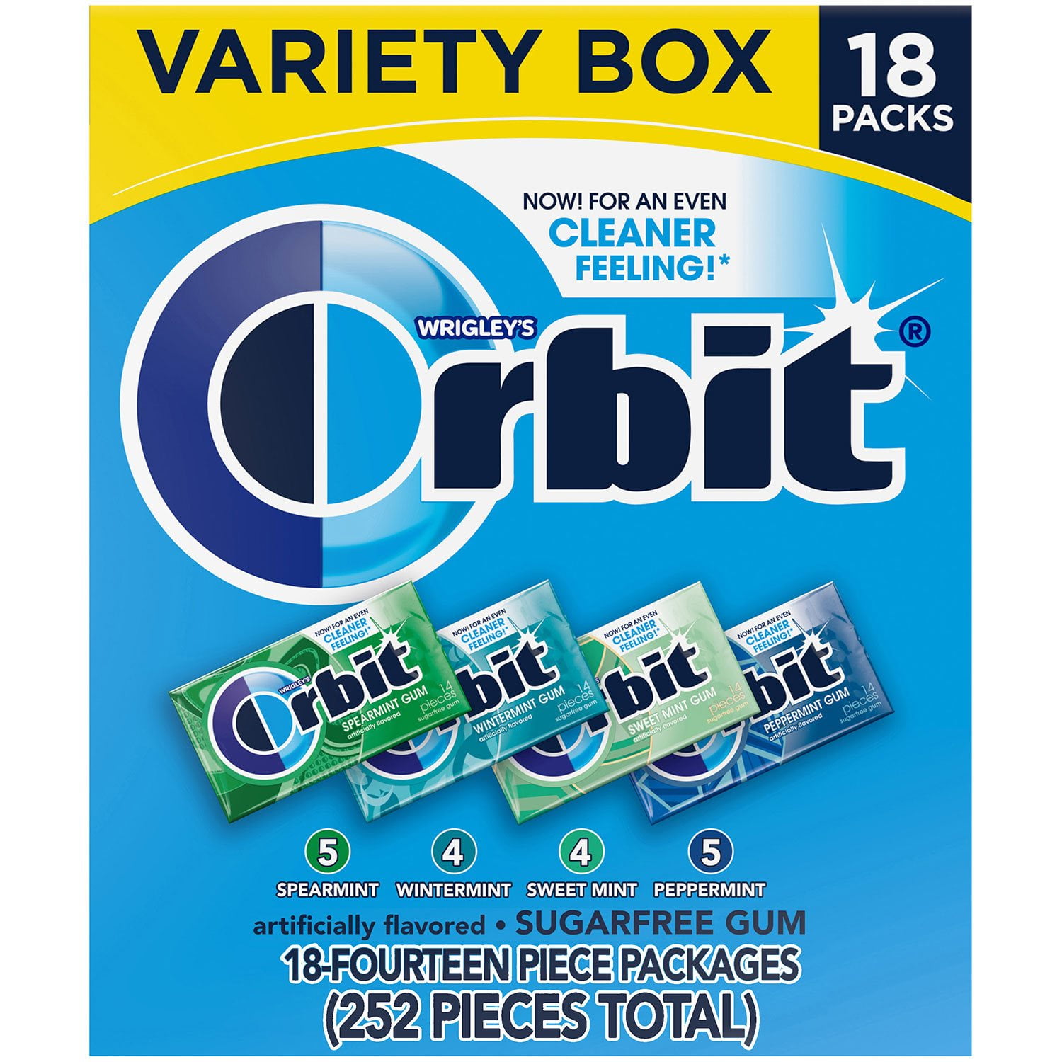 Orbit Mint Sugar Free Chewing Gum, Variety Pack, 14 pcs., 18 pk ...