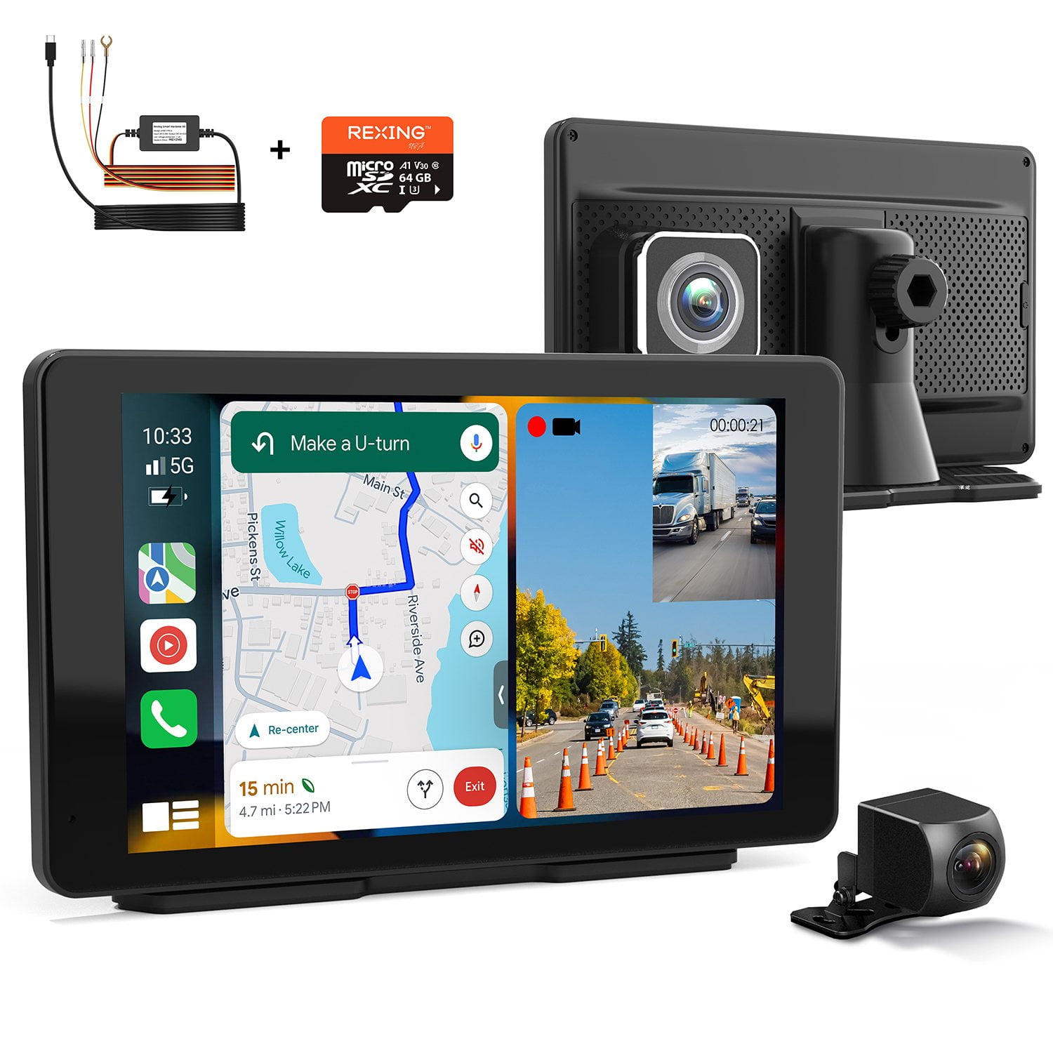 Rexing CPDuo-7 CarPlay/ Android Auto Console with Dash Cam - Samsclub.com