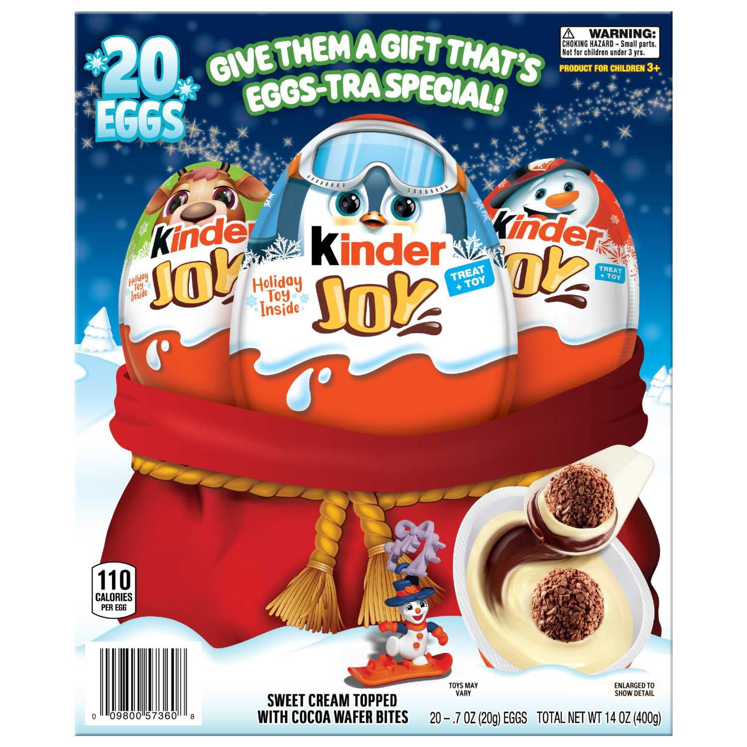 Kinder Joy Holiday Chocolate Egg with Sweet Cream, Cocoa Wafer Bites ...