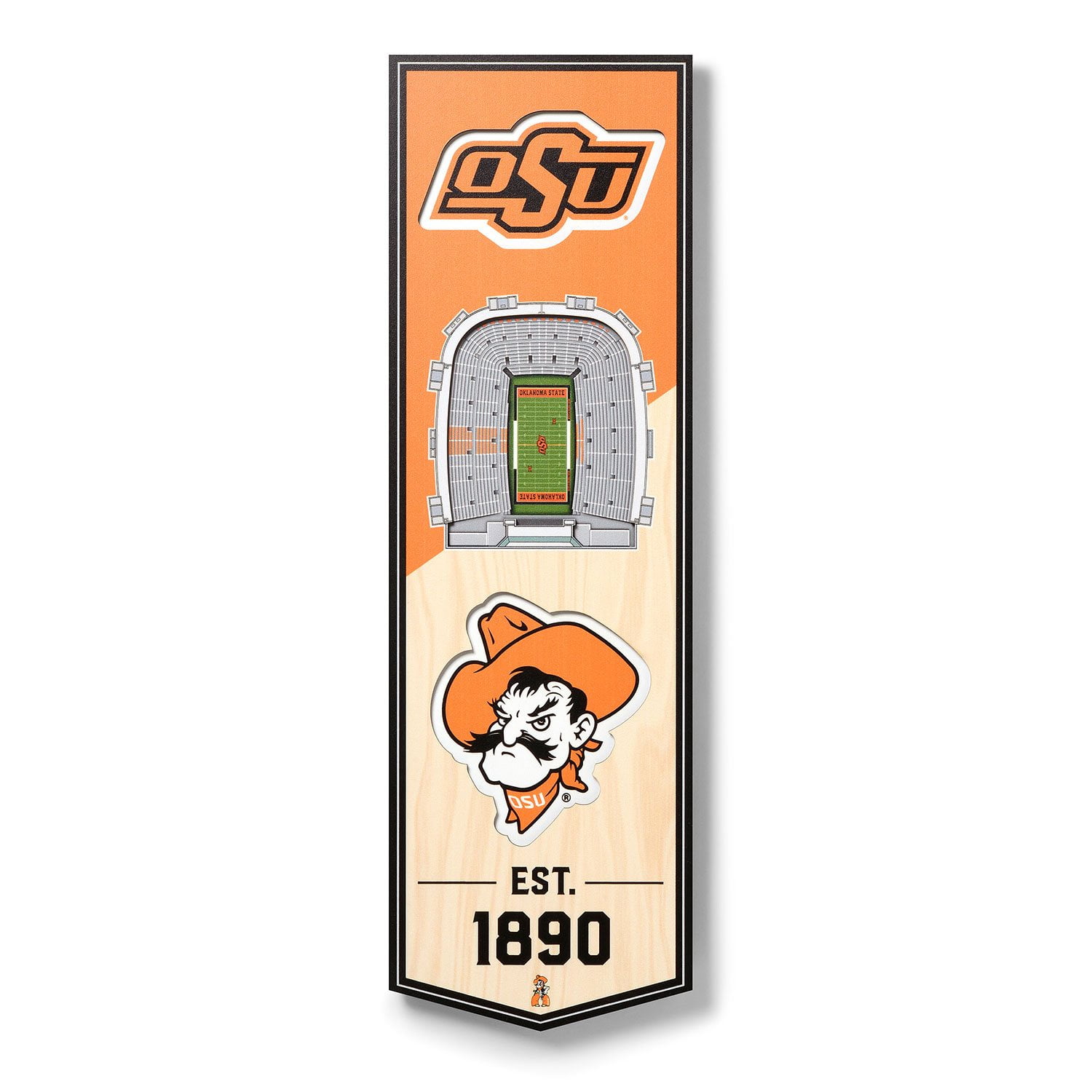 YouTheFan Oklahoma State Cowboys 6"x19" 3D Stadium View Banner ...
