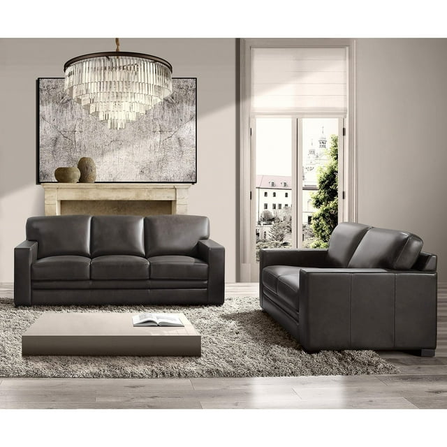 Emery Top-Grain Leather Sofa and Loveseat, Assorted Colors - Samsclub.com