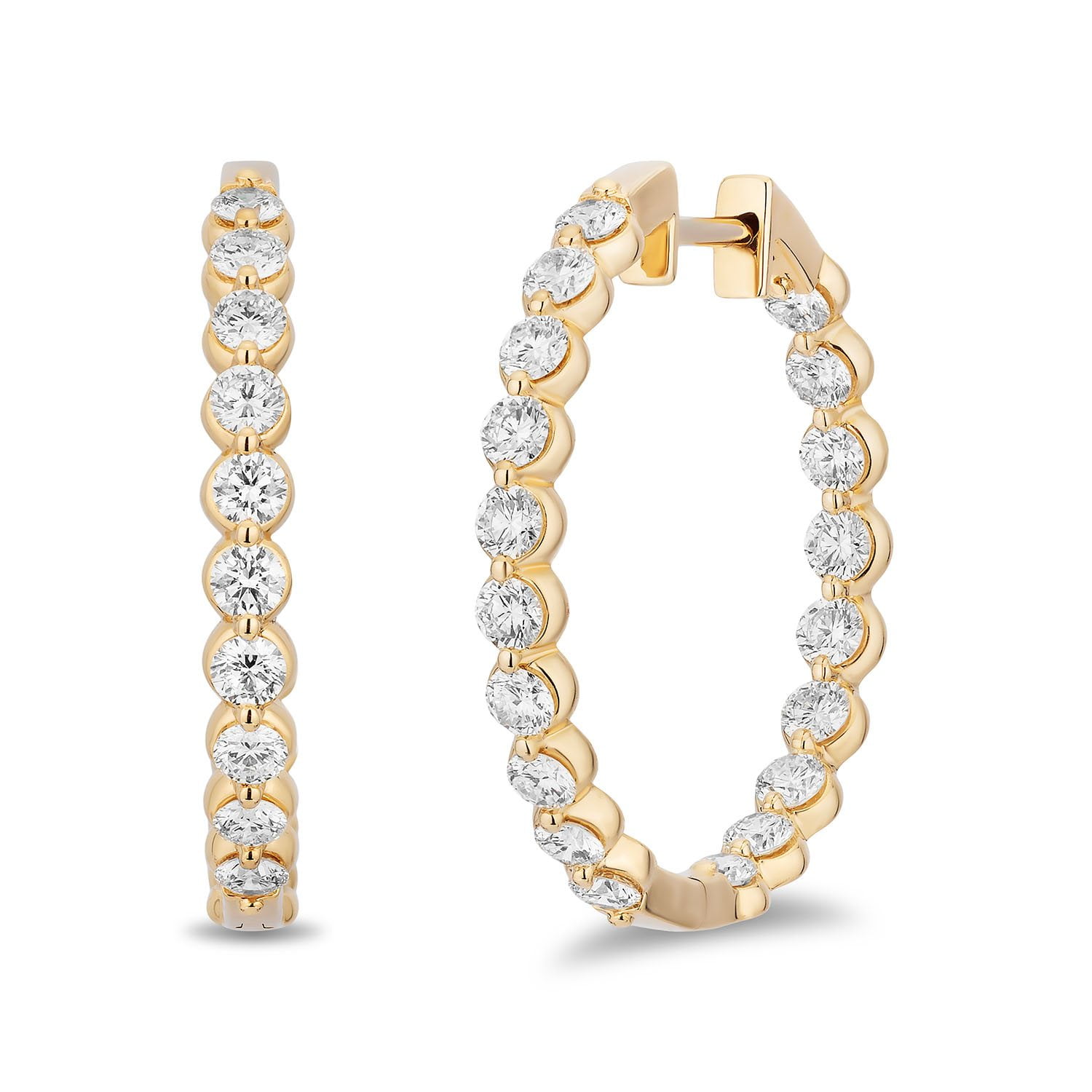 Round Cut In and Out Diamond Hoop Earrings in 14K Gold - Samsclub.com