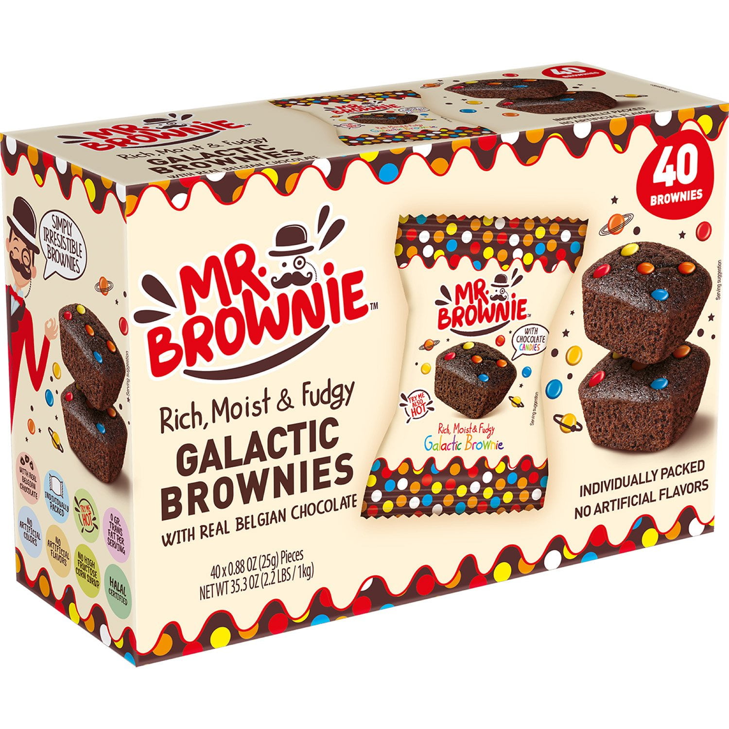 Mr. Brownie, Galactic Brownies with Real Belgian Chocolate, 0.88 oz ...