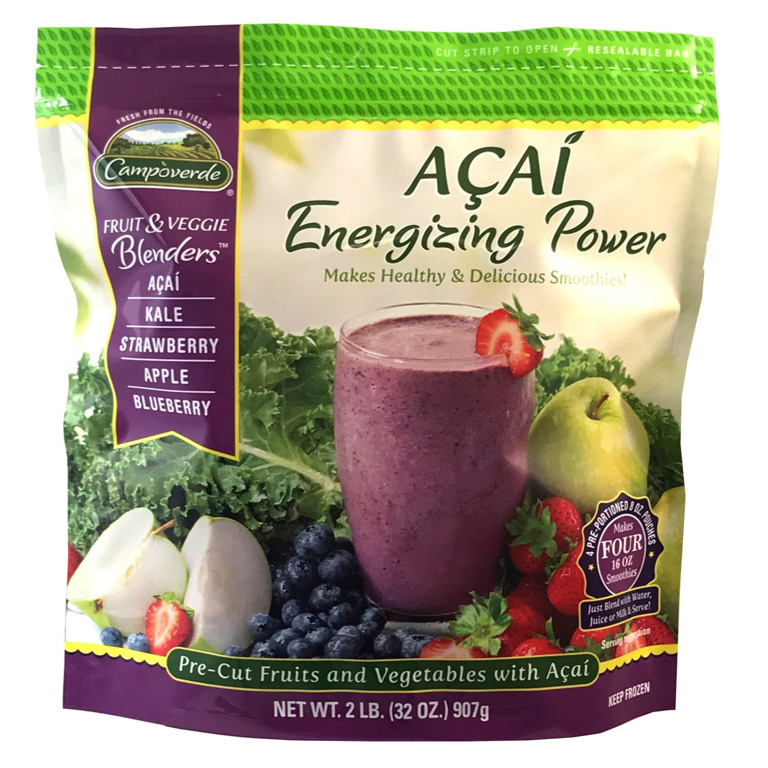 Campoverde Acai Energizing Fruit and Veggie Smoothie Blenders, 4 pk ...