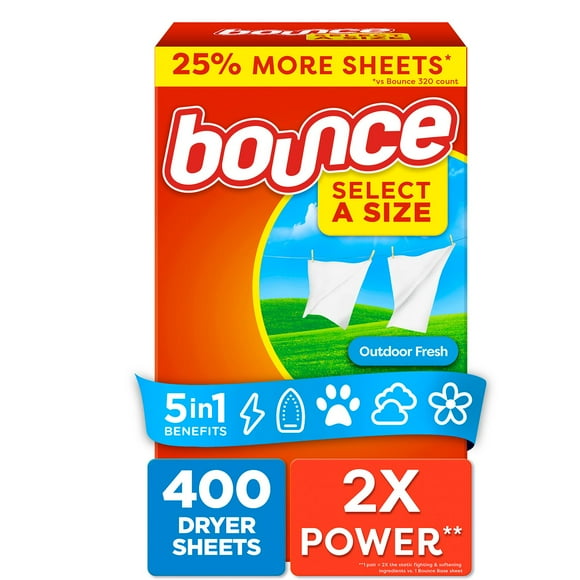 Bounce Select a Size Fabric Softener Dryer Sheets, Outdoor Fresh, 400 ct.