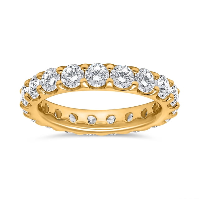 Round Cut Lab Created Diamond Eternity Band in 18K Yellow Gold ...