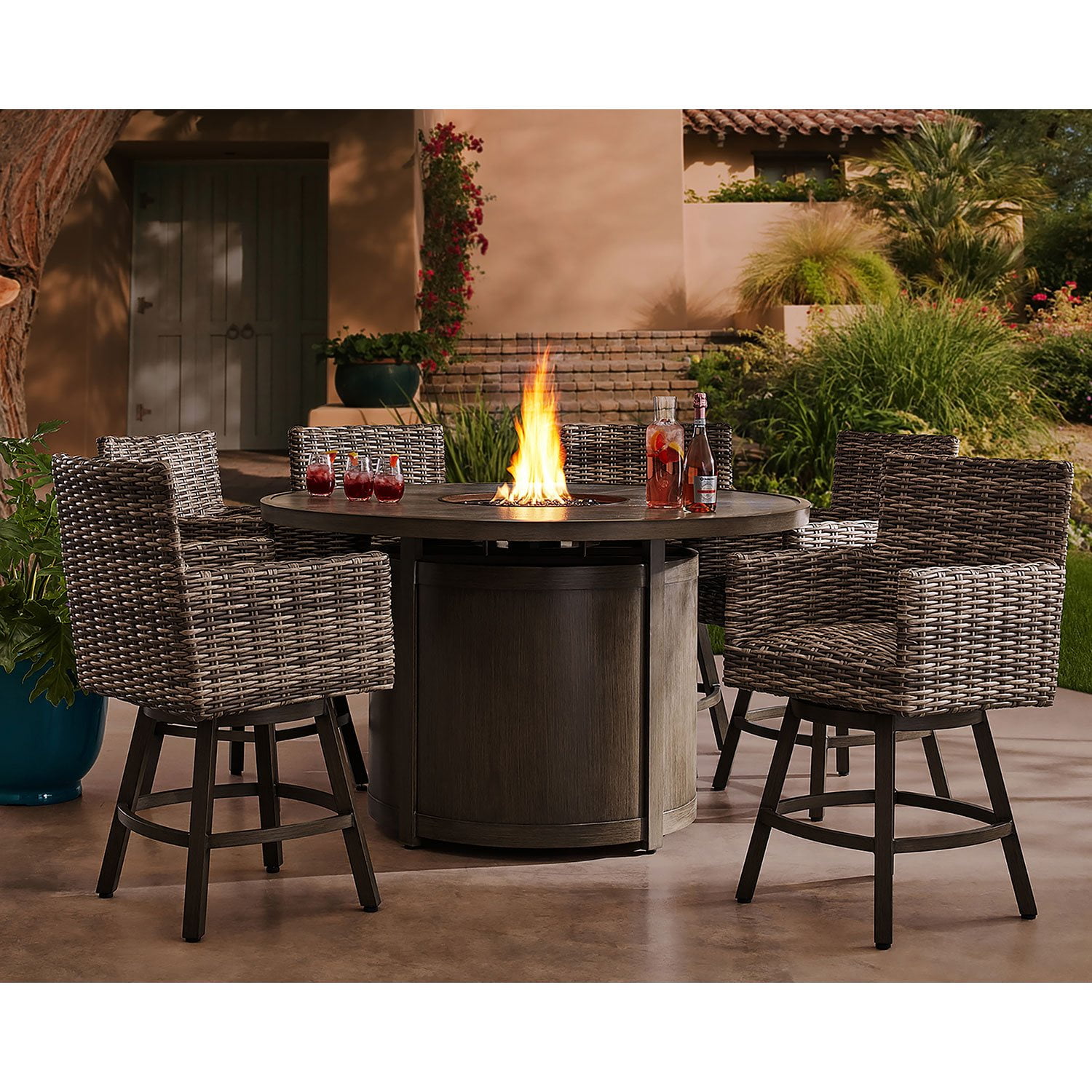 Member's Mark Halstead Balcony Fire Dining Set, 7pc - Samsclub.com