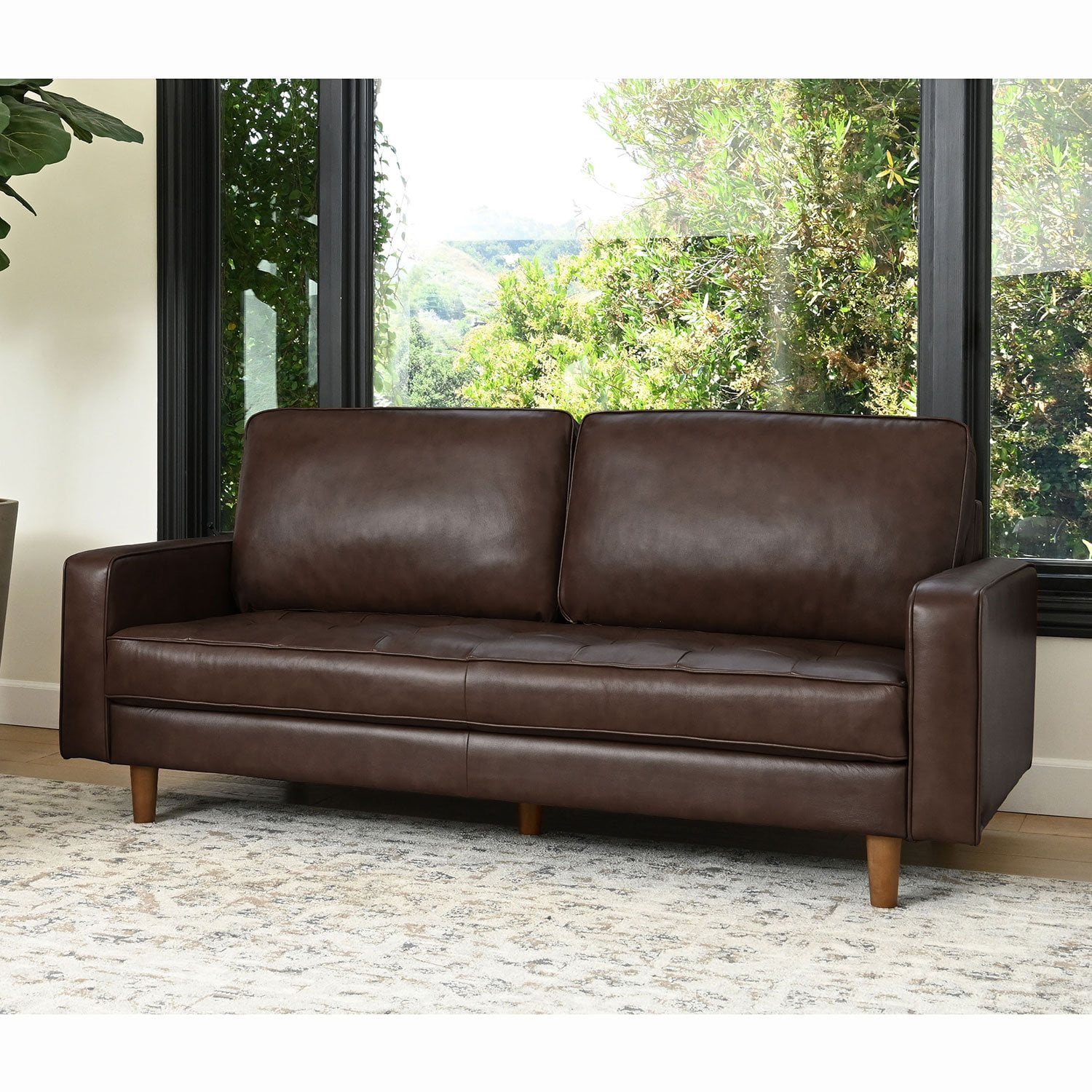 Jasper Mid-Century Top-Grain Leather Sofa - Samsclub.com