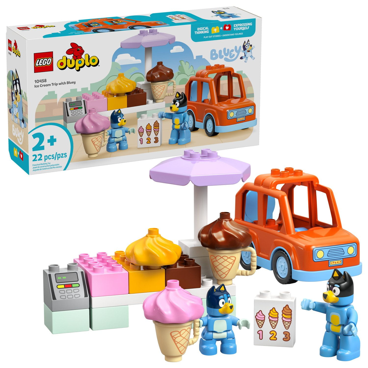 LEGO DUPLO Bluey Ice Cream Trip with Bluey Building Set, 22 pc ...