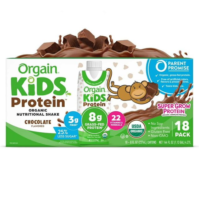 Orgain Kids 8g Protein Organic Nutritional Shake, Chocolate, 8 fl. oz ...