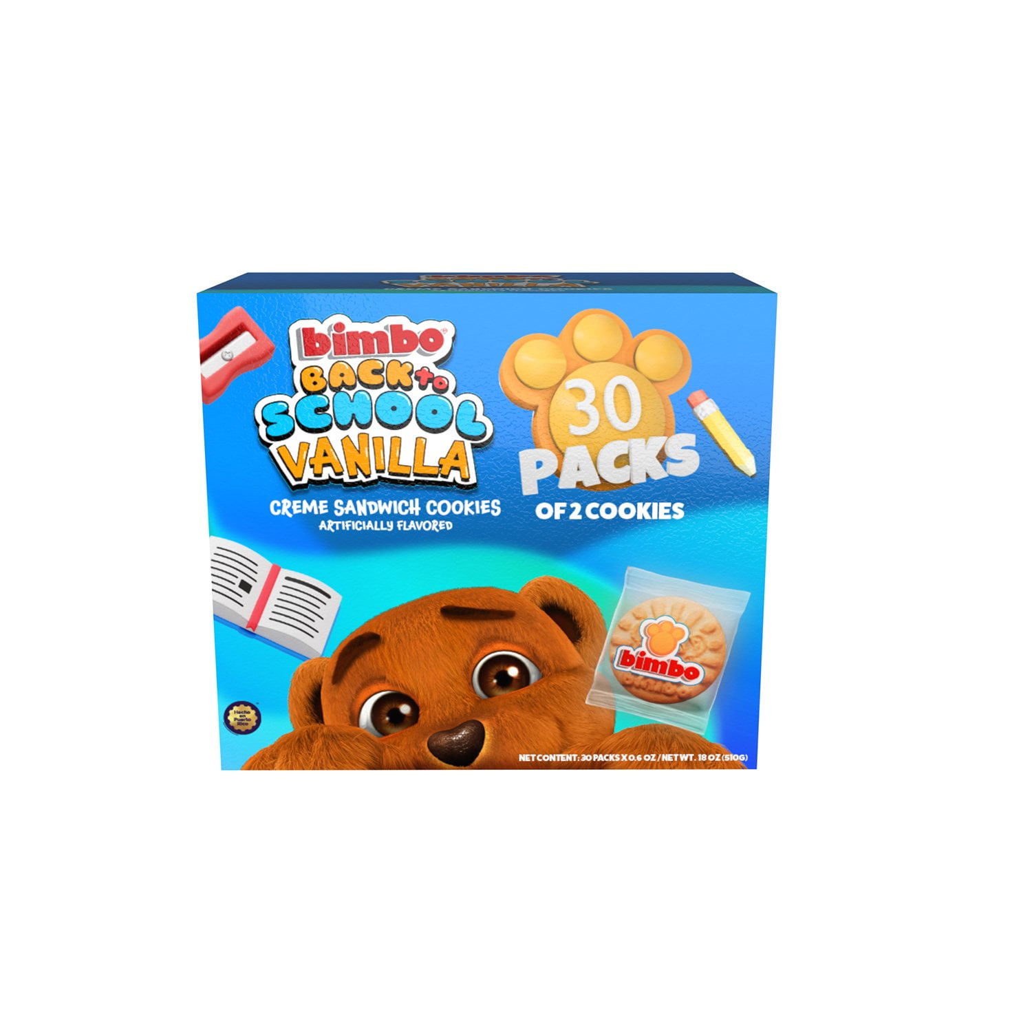 Bimbo Back to School Vanilla Creme Sandwich Cookies, 0.6 oz., 30 ct ...