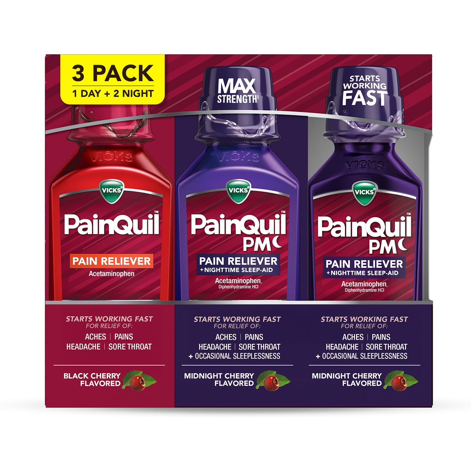 Vicks PainQuil Pain Relief Liquid, Acetaminophen, 1000mg, 12 fl. oz ...