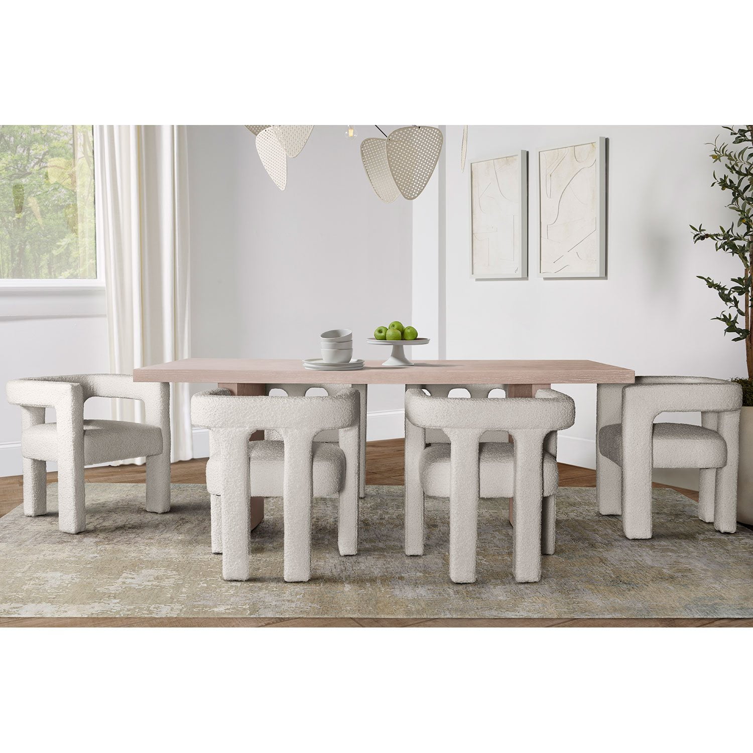 Mila 7-Piece Wood & Boucle Dining Set, Assorted Colors - Samsclub.com