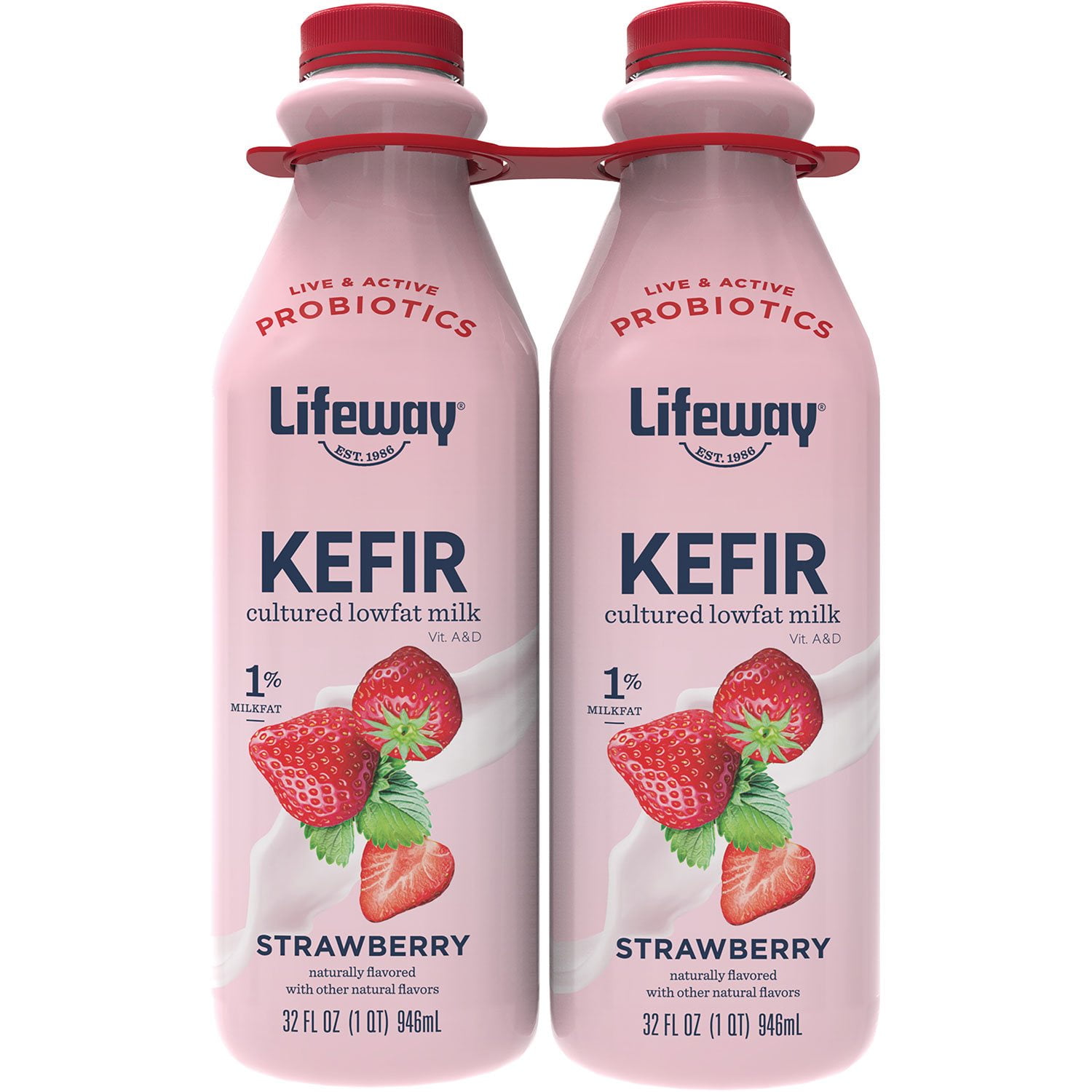 Lifeway Strawberry Kefir Probiotic Lowfat Milk, 32 fl. oz., 2 pk ...