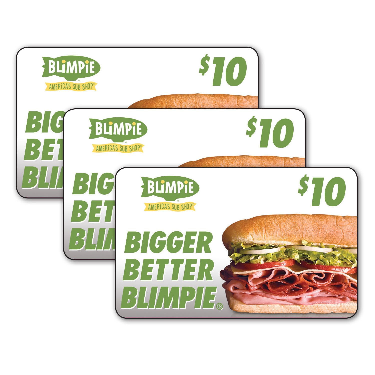 Blimpie Subs $30 Gift Card Multi-Pack, 3 x $10 - Samsclub.com