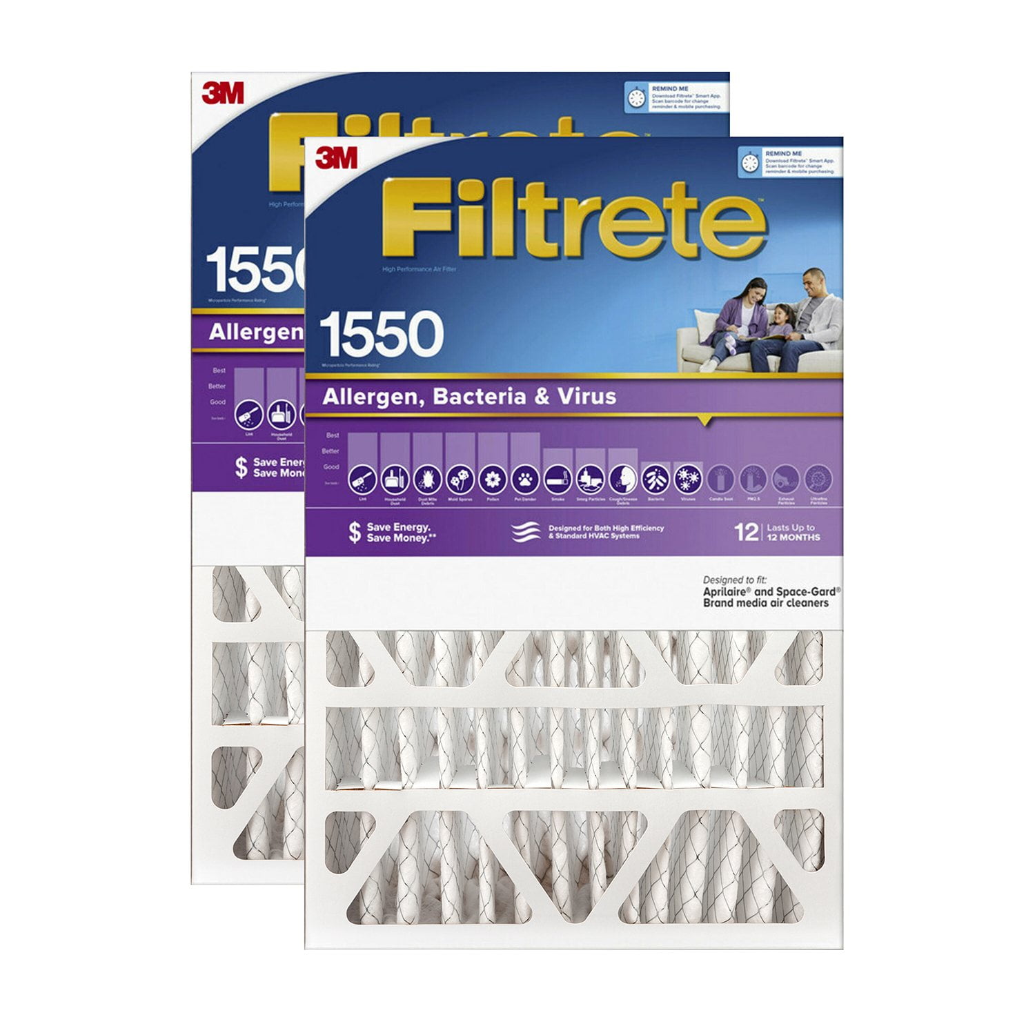 Filtrete Allergen Reduction Filter for 4" Housings, 1500 MPR, MERV 12 ...
