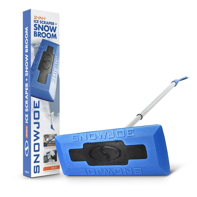 Snow Joe 2-in-1 Telescoping Snow Broom + Ice Scraper, 18" Foam Head ...