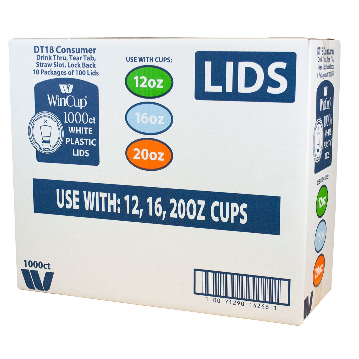 WinCup 18 Series 12-24 oz. Plastic Lids for 18 Series Foam Cups, Tear ...
