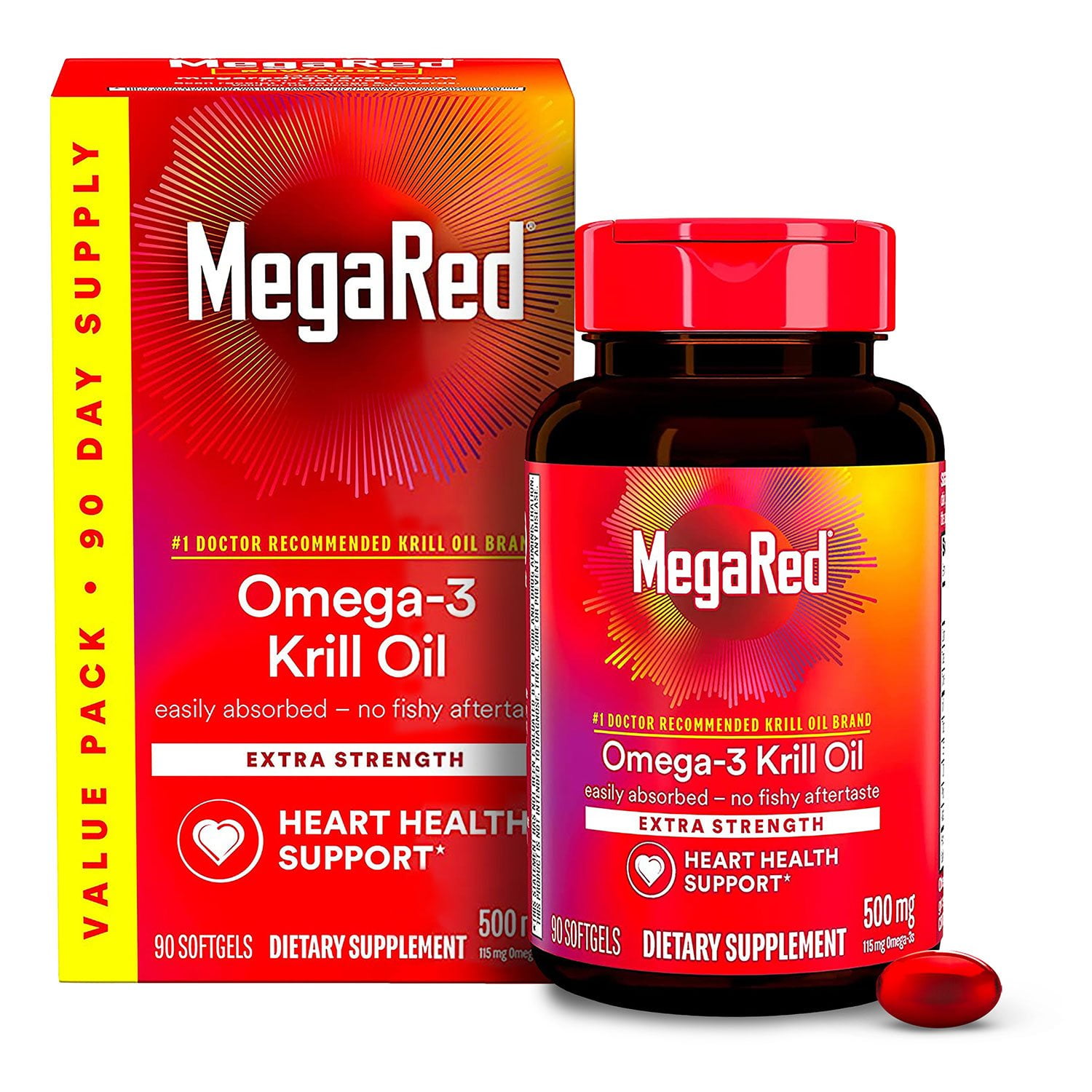 MegaRed Omega-3 Krill Oil Supplement Softgels, 500mg, 90 ct. - Samsclub.com
