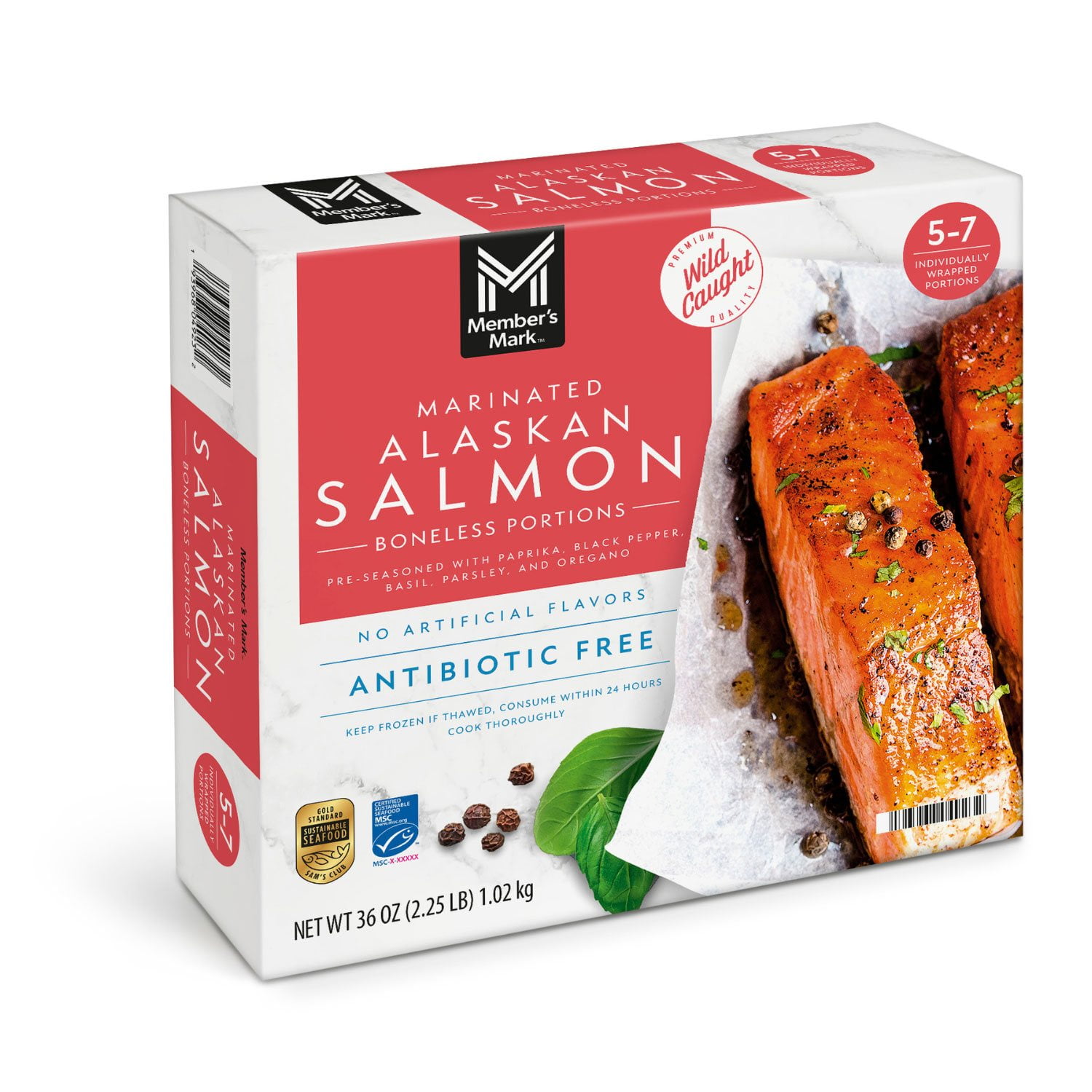 Member's Mark Wild Caught Boneless Marinated Alaskan Salmon, Frozen, 5 ...