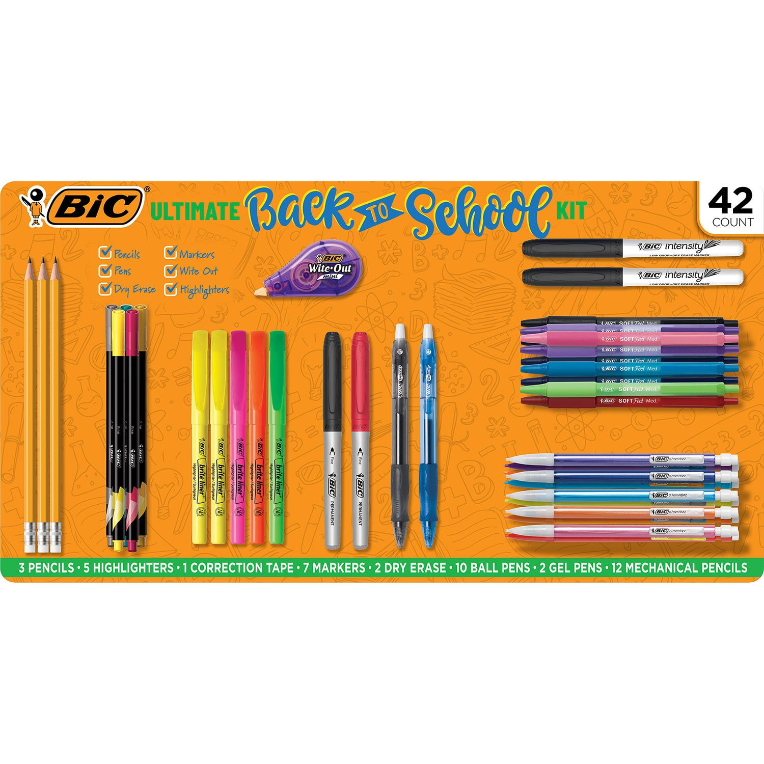 BIC Ultimate Back-to-School Assorted Essentials Kit, 42-Count ...