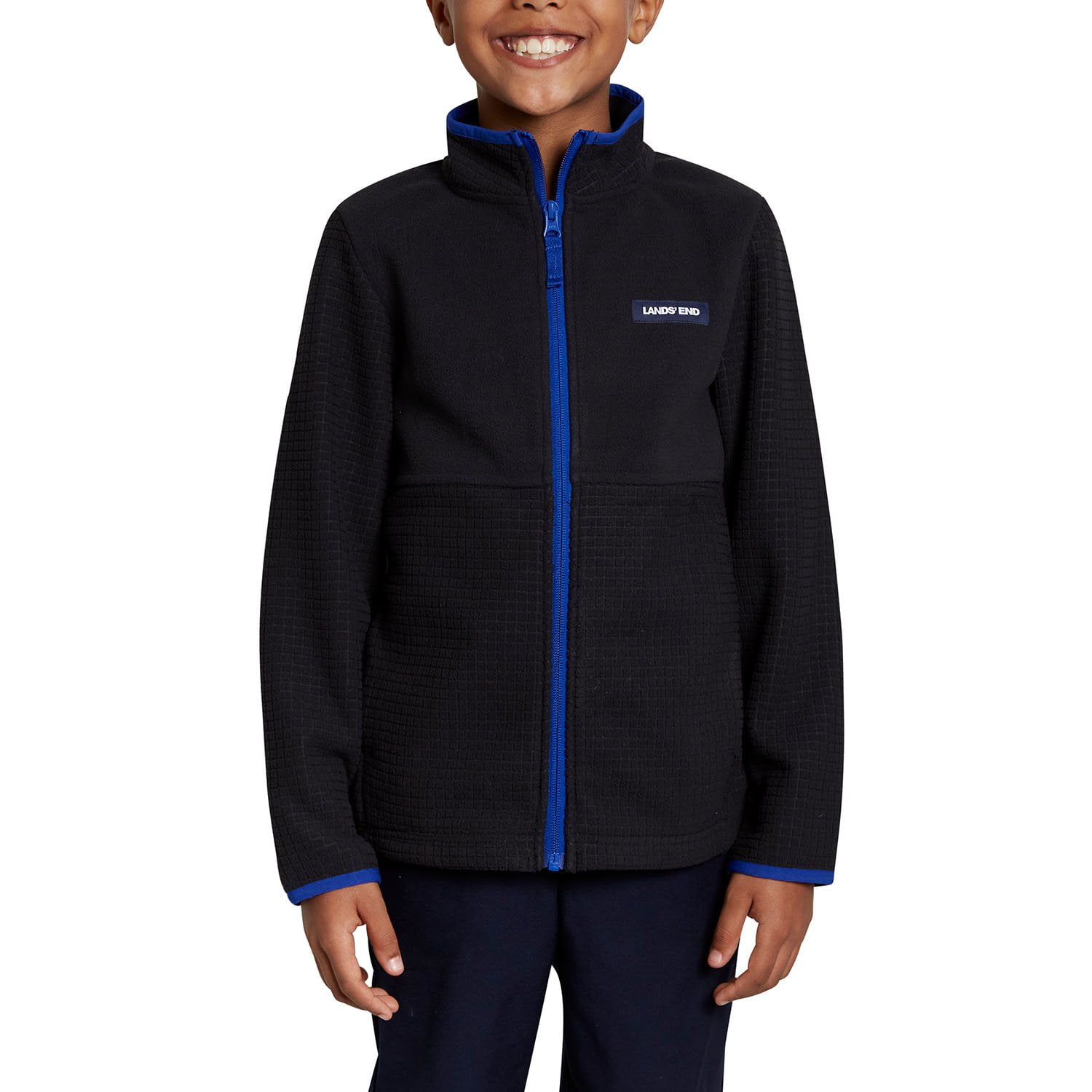 Lands' End Boy's Grid Fleece Zip Up - Samsclub.com