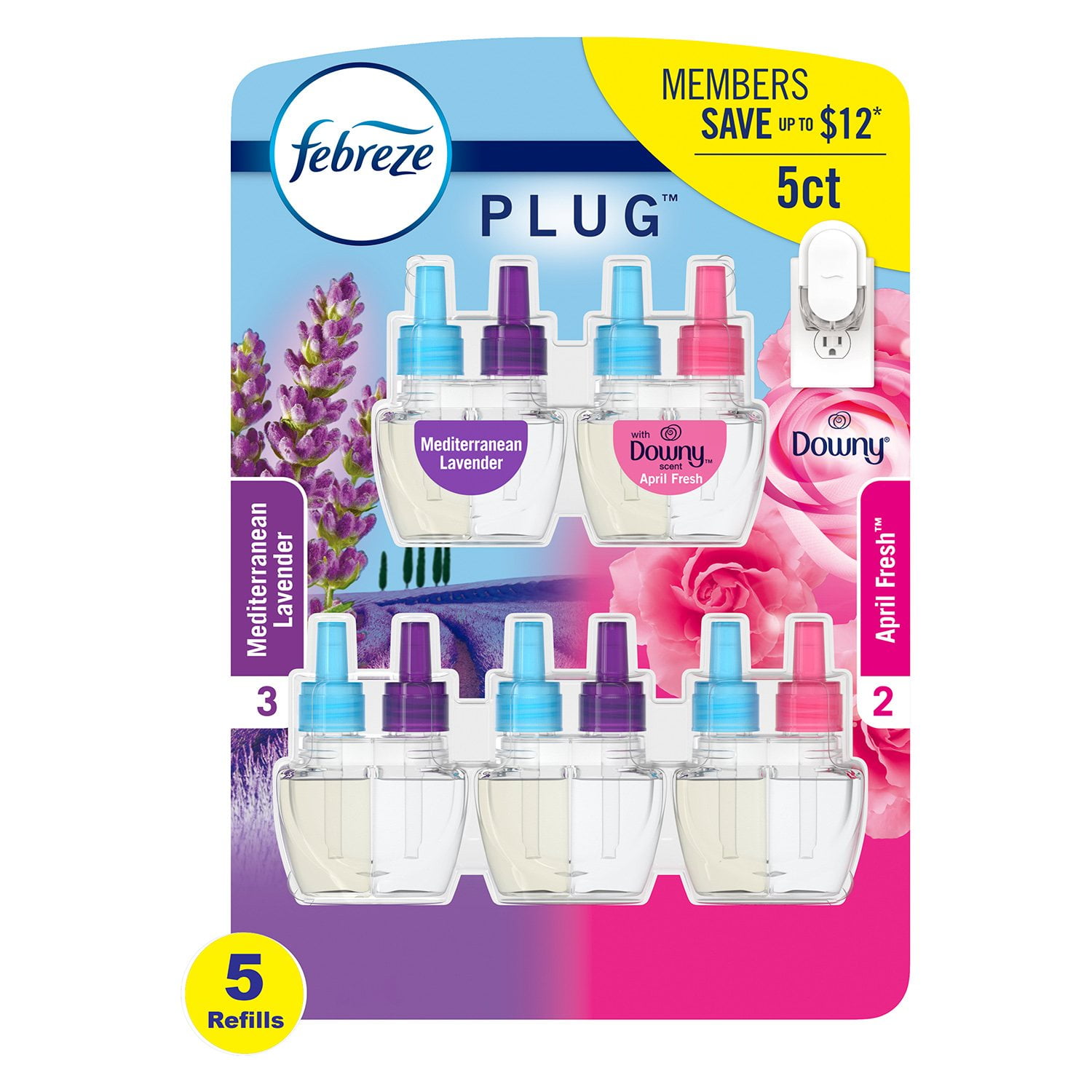 Febreze Plugs Air Freshener Refills, Mediterranean Lavender + Downy ...