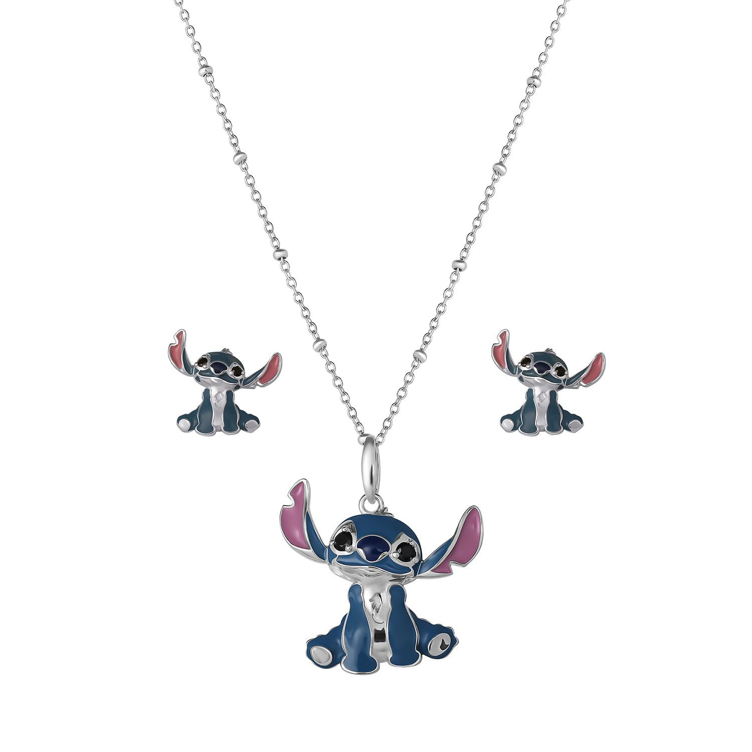 Lilo and Stitch Stud Earring and Pendant Necklaces Set in Sterling ...