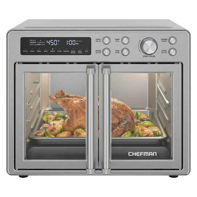 Chefman 10-in-1 Stainless Steel French Door Toaster Oven Air Fryer ...