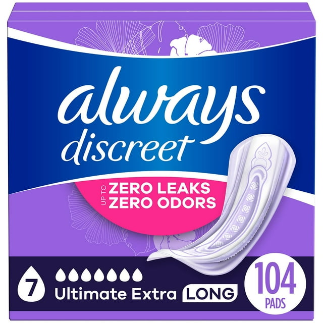 Always Discreet plus Incontinence Pads for Women, Ultimate Extra Long ...