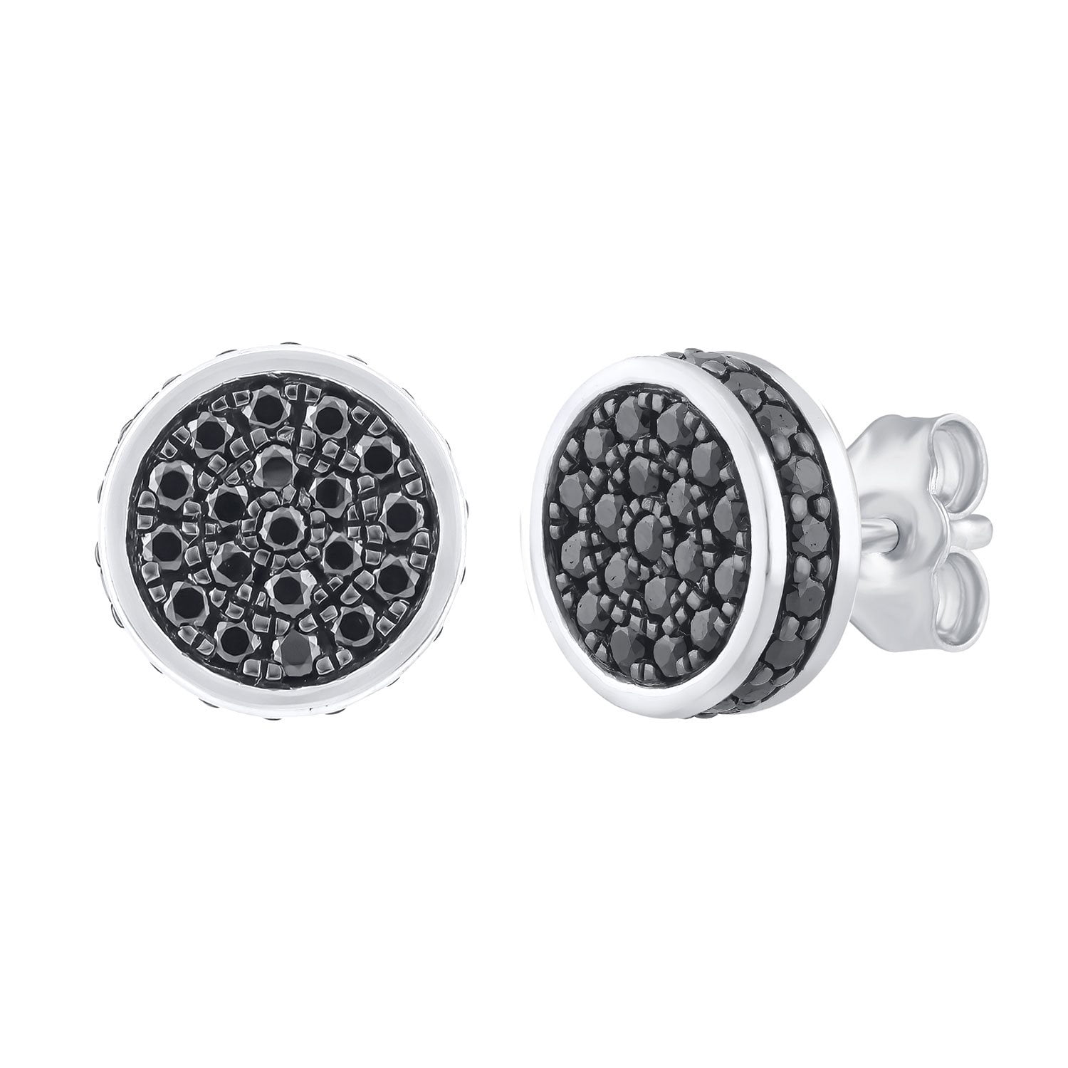 1.00 CT. T.W. Round Cut Black Diamond Stud Earrings in 14K Gold ...