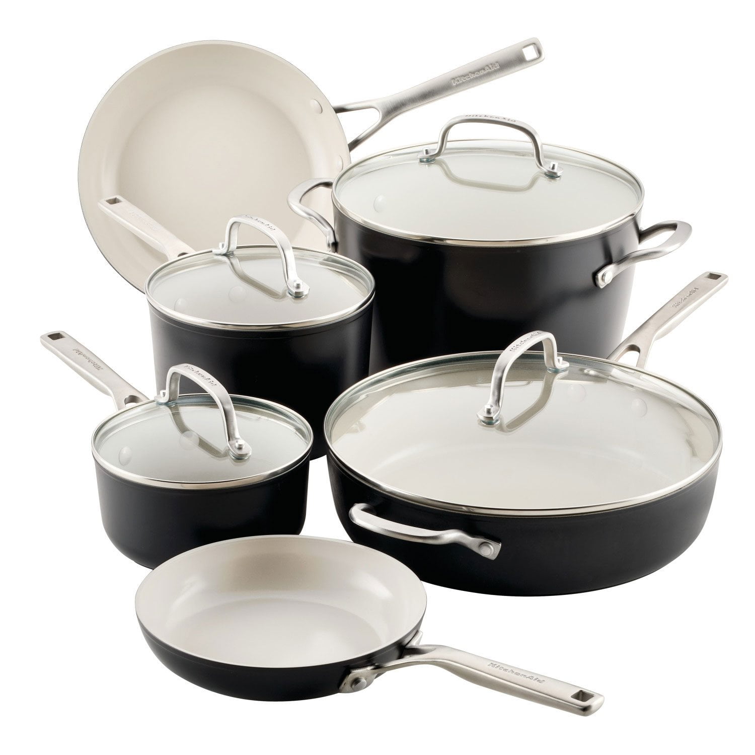 KitchenAid 10-Piece Hard Anodized Ceramic Nonstick Cookware Set ...