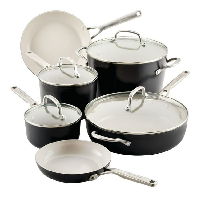 KitchenAid 10-Piece Hard Anodized Ceramic Nonstick Cookware Set ...